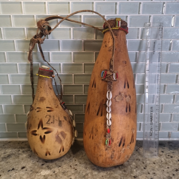 Accents | 2 X Vintage African Gourds Milk Drinking Pokot Tribe Kenya ...